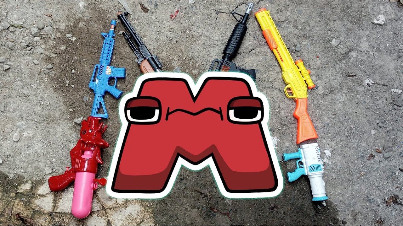 Alphabet Lore M But Everyone is Guns Toys, M16, SoftGun, Dyno Gun Toys ...