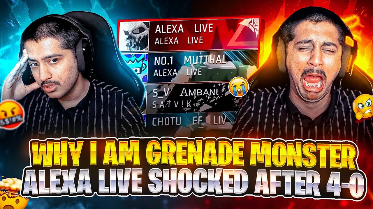 WHY I AM GRENADE MONSTER 💣 ALEXA LIVE SHOCKED AFTER 4-0 😱 - FREE FIRE ...