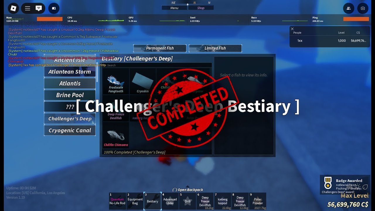 [Fisch] Challenger's Deep Bestiary Complete - YouTube