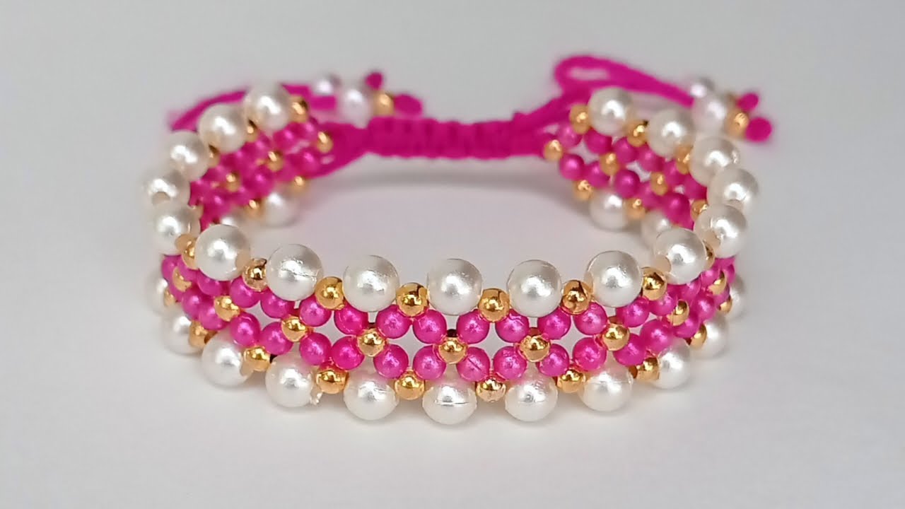 Beautiful bracelet making at home || how to make beads bracelet ...