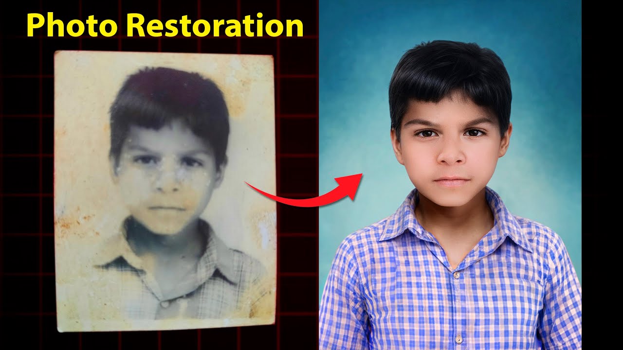 School Boy Damaged photo Restoration in Photoshop - YouTube