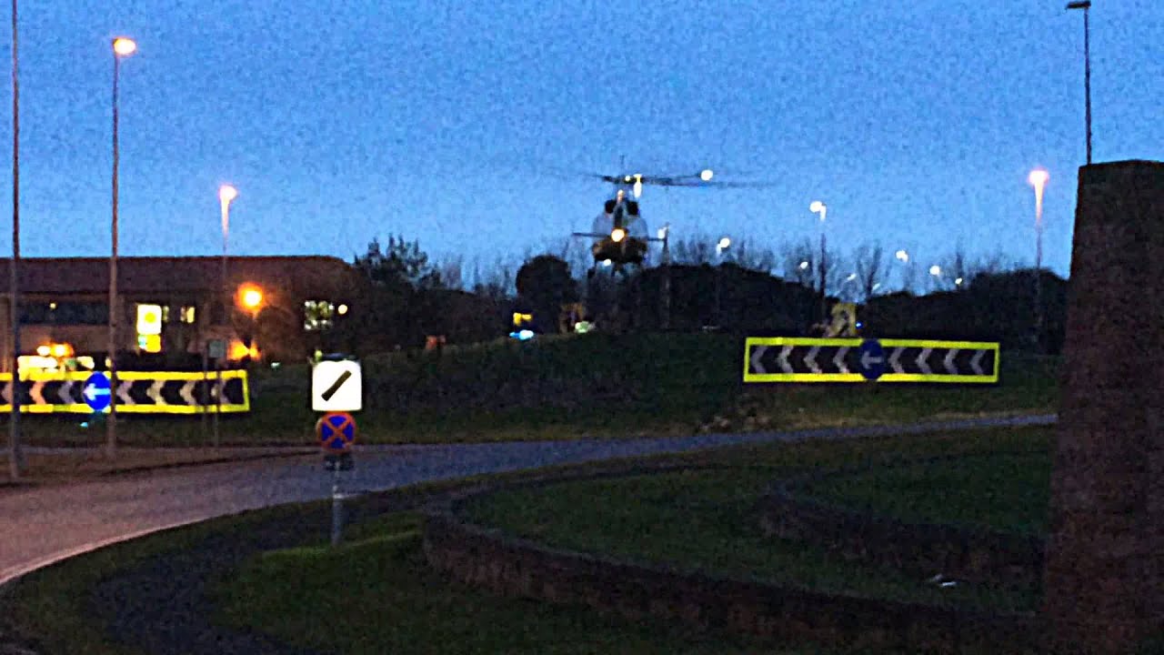 Great North Air Ambulance Landing on A1 Roundabout - Berwick - YouTube
