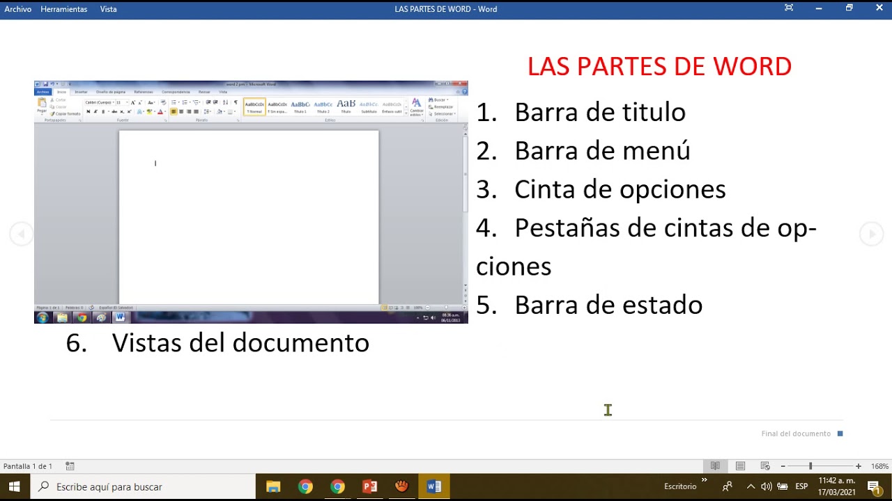 PARTES DE LA VENTANA DE WORD GRADO 3° 17 03 2021 - YouTube