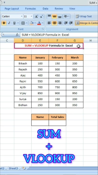 SUM + VLOOKUP formula in excel | advanced excel #shorts #exceltips # ...