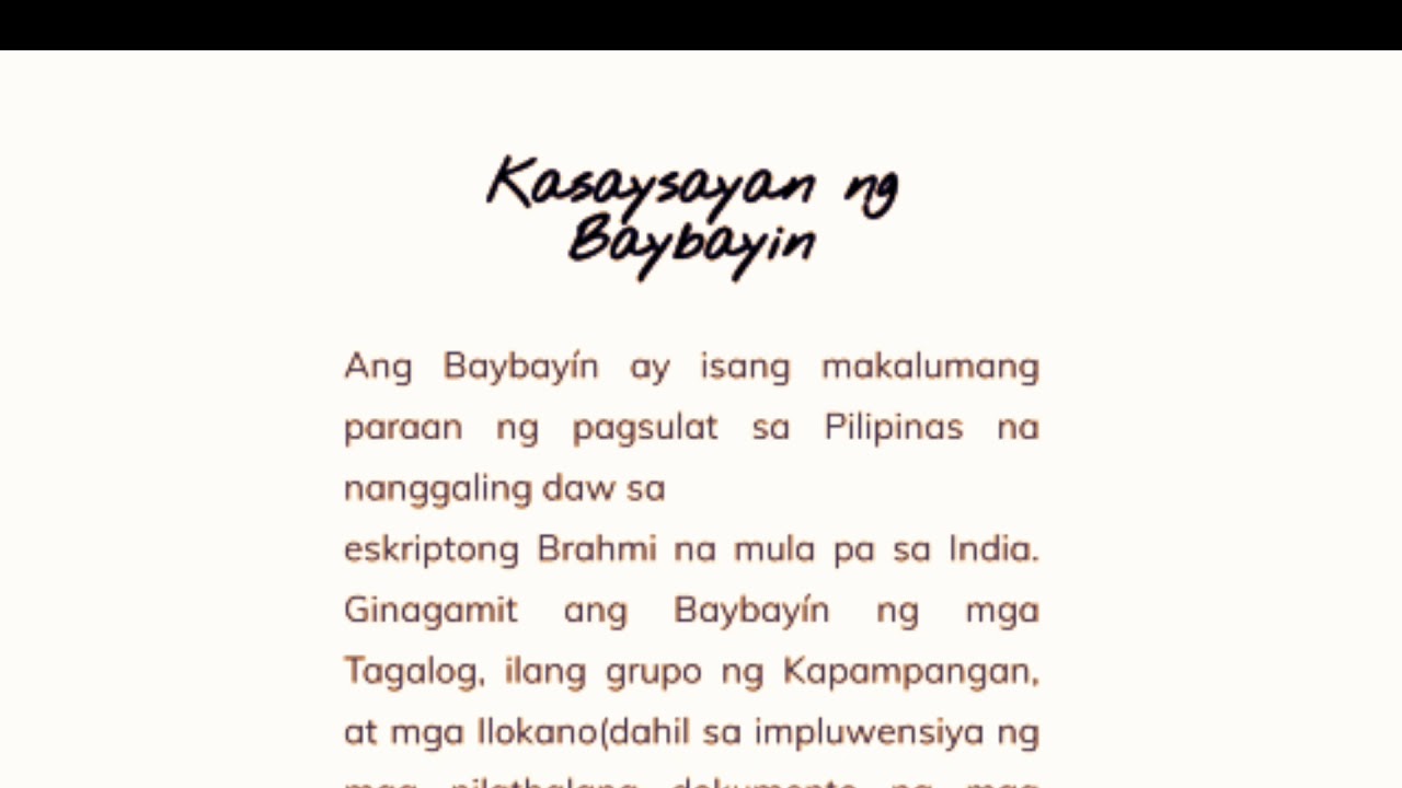 #1- Kasaysayan ng Baybayin - YouTube