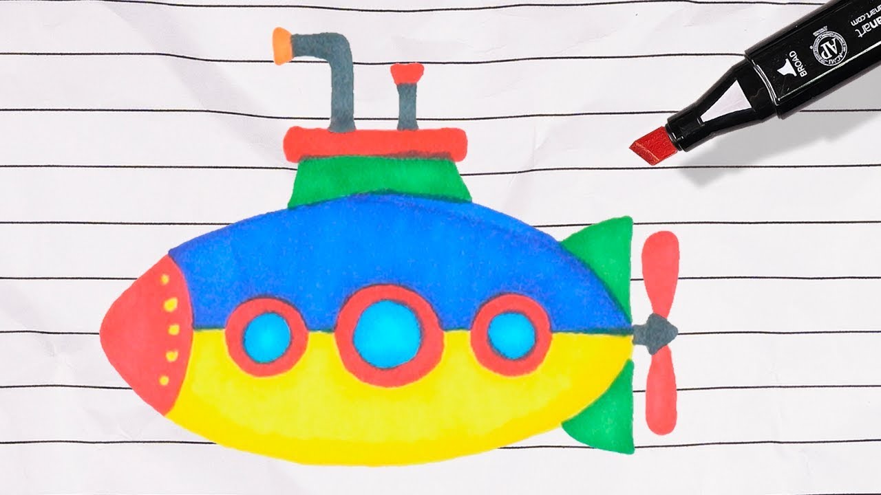Let's Draw an Animated Submarine! Learn Colors for Kids - YouTube