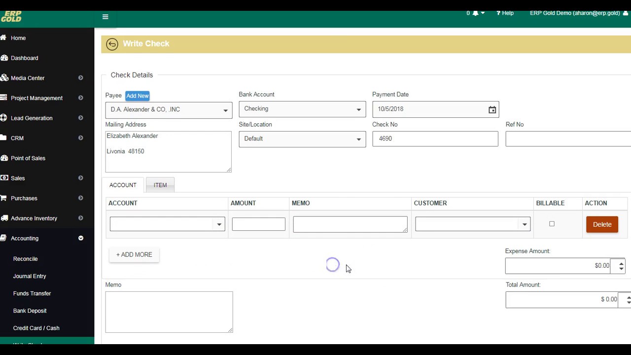 Easy Check Writing And Printing In ERP Gold | English - YouTube