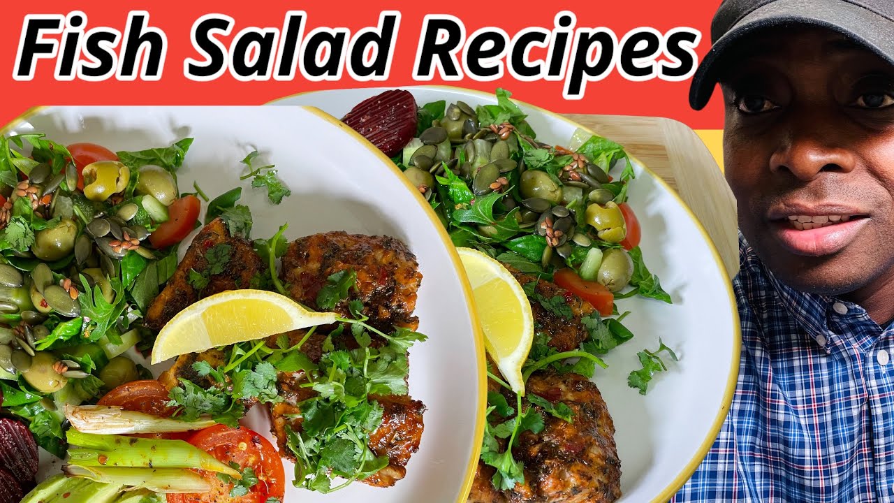 delicious fish salad with avocado and cucumber salad. Easy and healthy ...