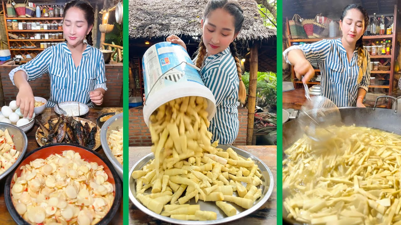 "Bamboo Shoot Spicy Pickle, Catfish, Egg" Mommy Chef Sros Recipe | Cooking with Sros - YouTube