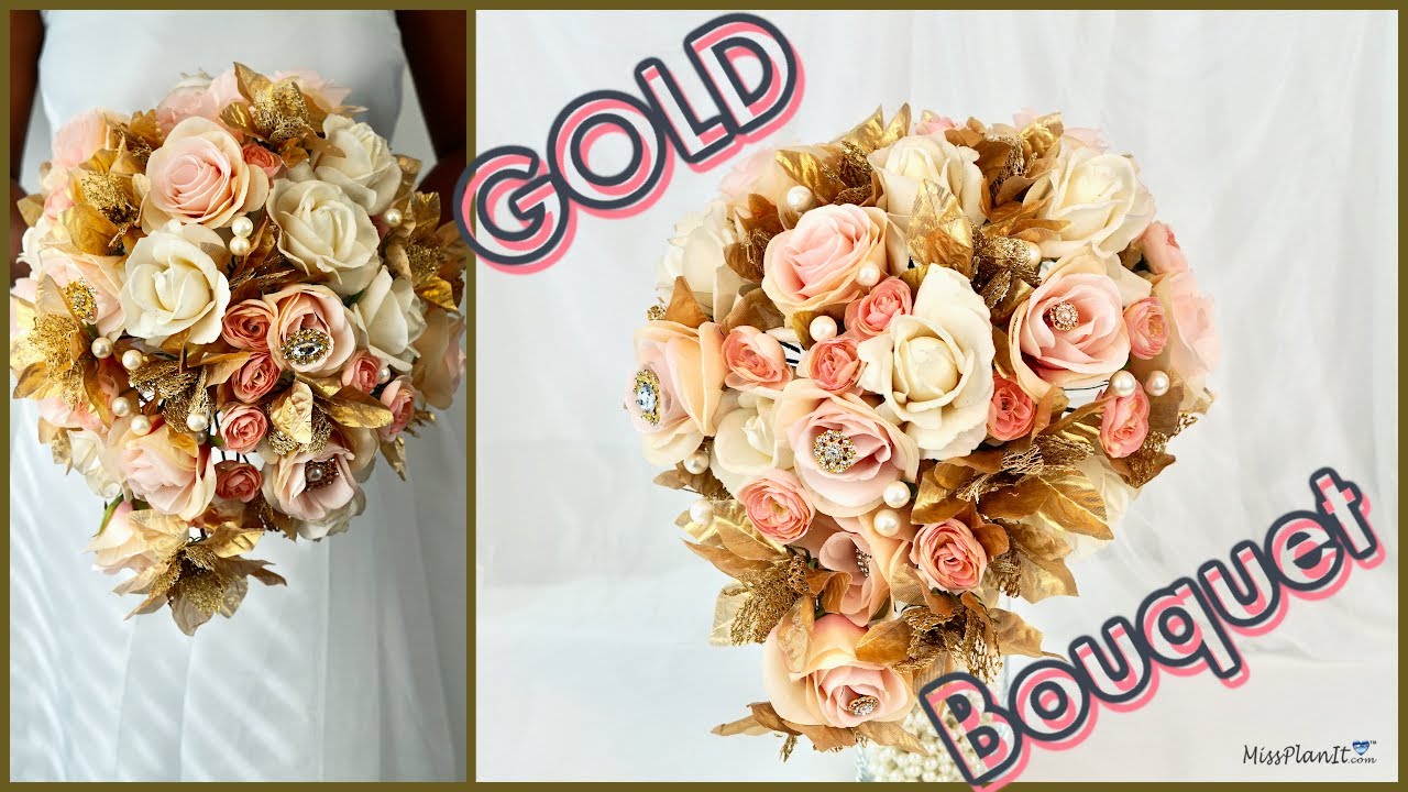 DIY Rose Gold Bridal Wedding Bouquet | Budget Weddings | DIY Tutorial ...