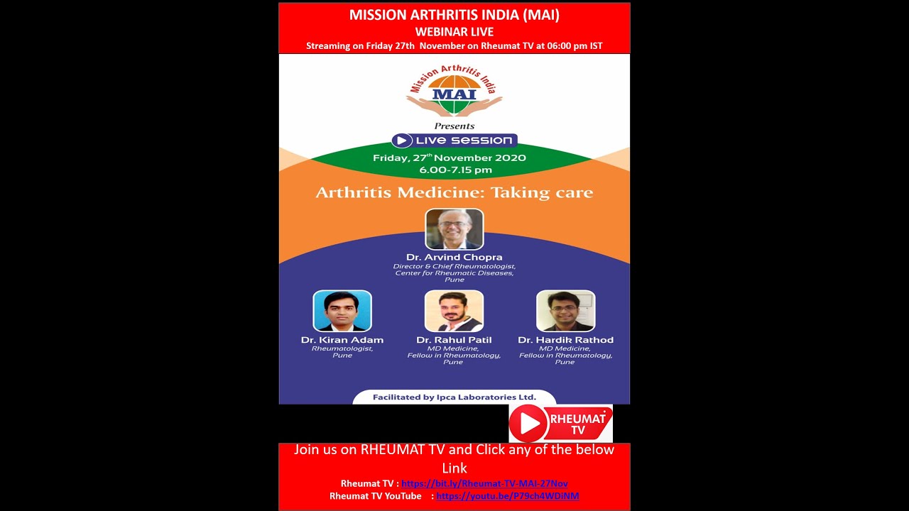 Rheumat TV :MAI Presents Web on ARTHRITIS MEDICINE : TAKING CARE by Dr ...