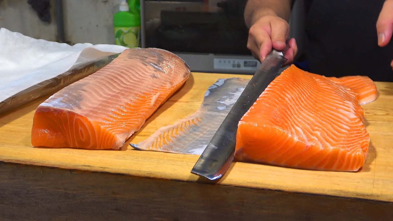 Witness a Master Chef Craft Whole Salmon into Sushi! - YouTube