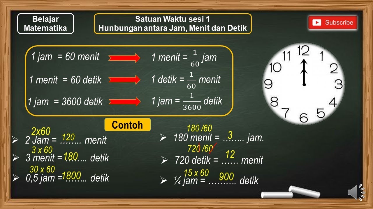 Hunbungan Satuan Waktu Antara Jam, Menit dan Detik - YouTube