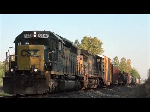 CSX 8448 SD40-2 leading and Trains around Lima - YouTube