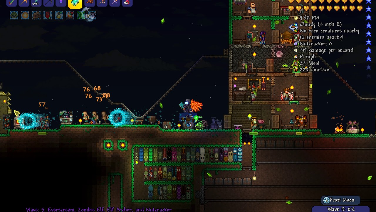 Terraria | Fighting The Frost Moon aka Snowman Moon - YouTube
