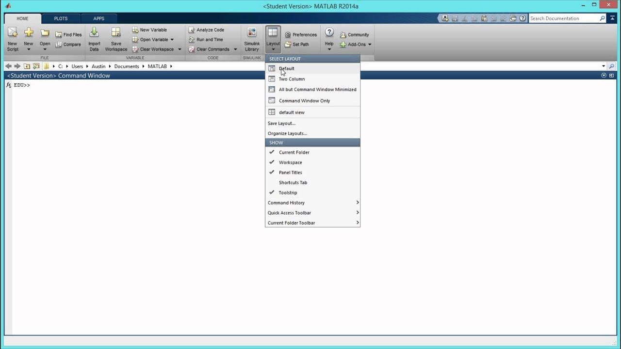 How to Restore the Layout and Editor Window Back to Default in MATLAB. [HD] - YouTube
