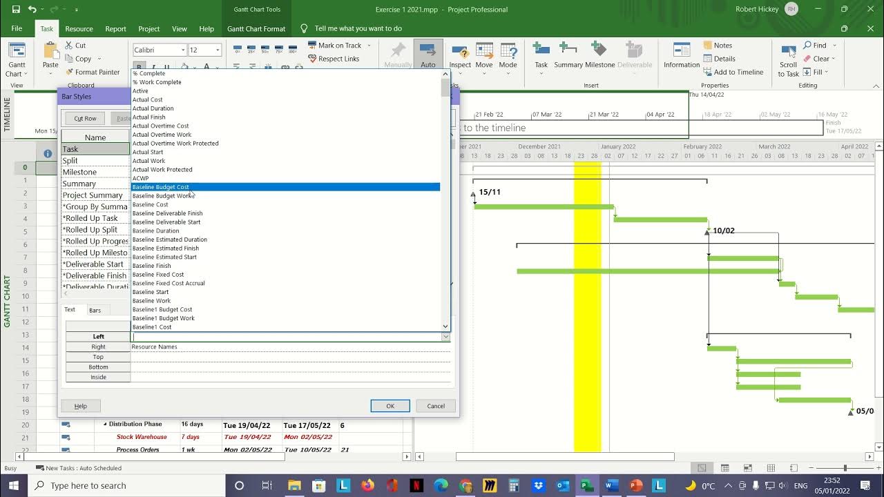 MS Project Gantt Bar Styles - YouTube