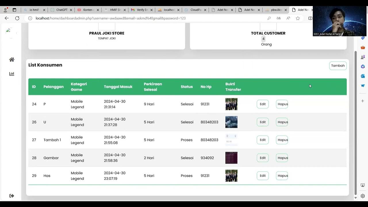 PWEB-C Tugas 10 Adel Noval Al Farizi (222410103051) - YouTube