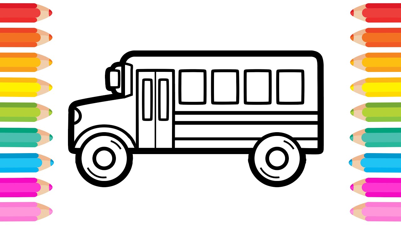 Bus Drawing and Painting for Kids | How to Draw Bus | Easy Bus Drawing ...