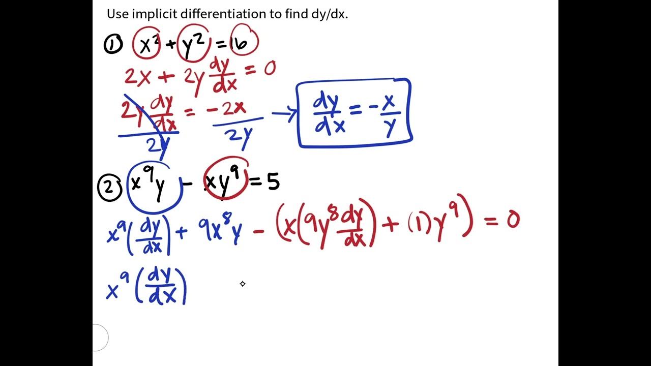 Using the product rule with implicit differentiation - YouTube