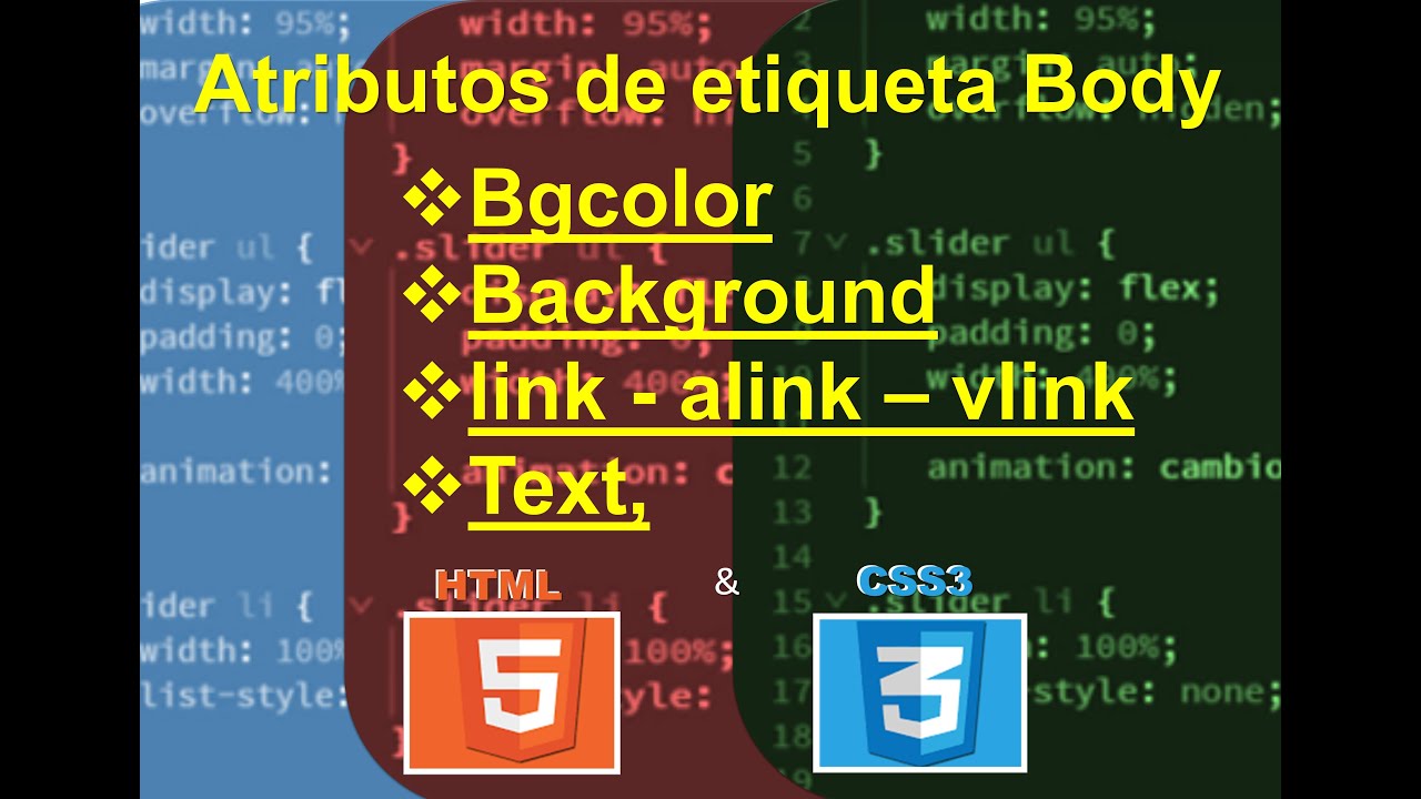 Atributos de la etiqueta body, Bgcolor, Background, link - alink ...
