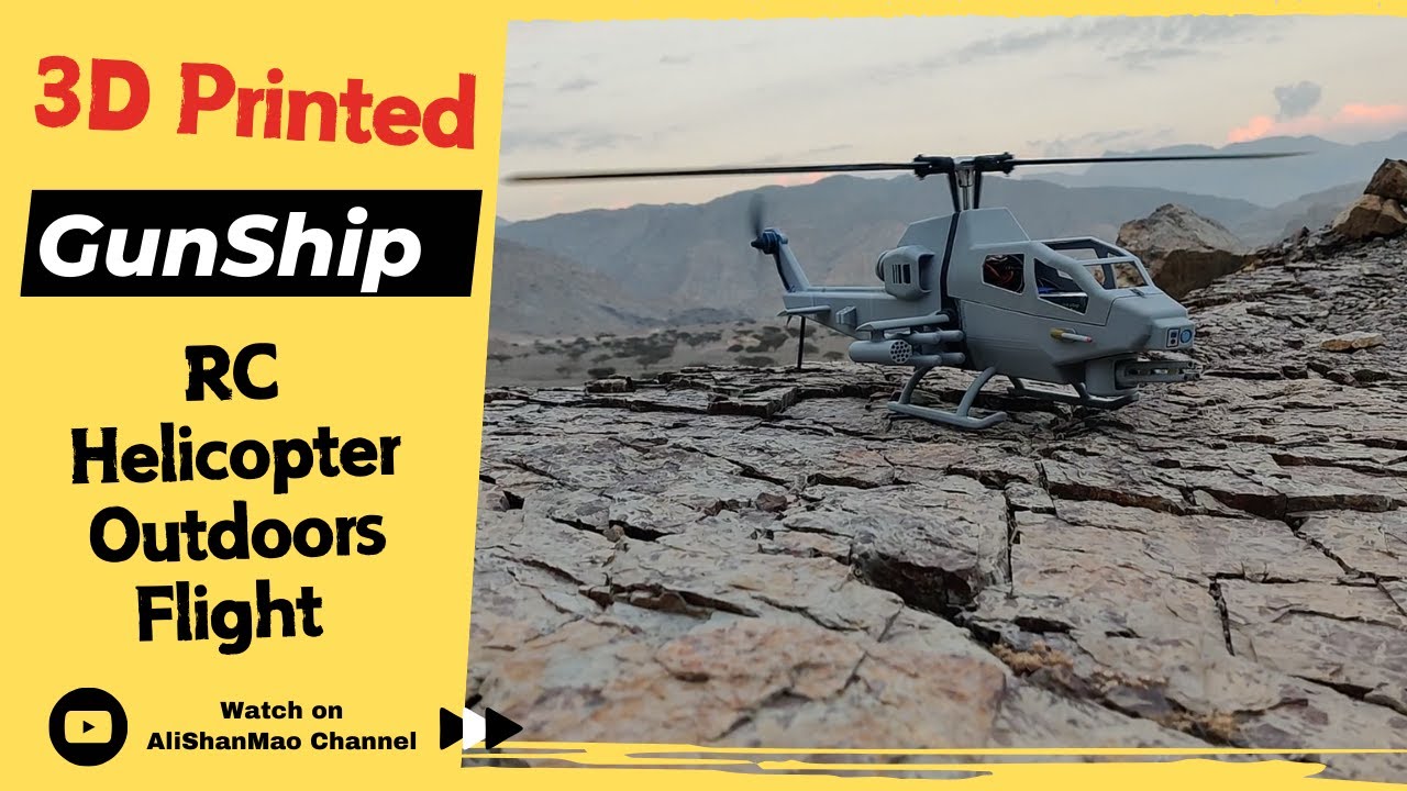 Cobra Inspired 3D Printed RC Helicopter outdoor Demo flight with GX12 ...