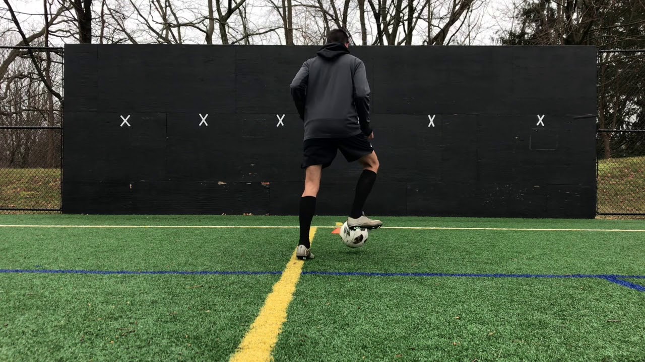 Receive the ball across body soccer drill - YouTube