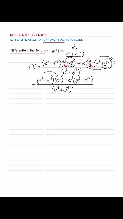 Differentiate the function of g(t)=(e^t)/(e^t + e^-t) (Differentiation of Exponential Function ...