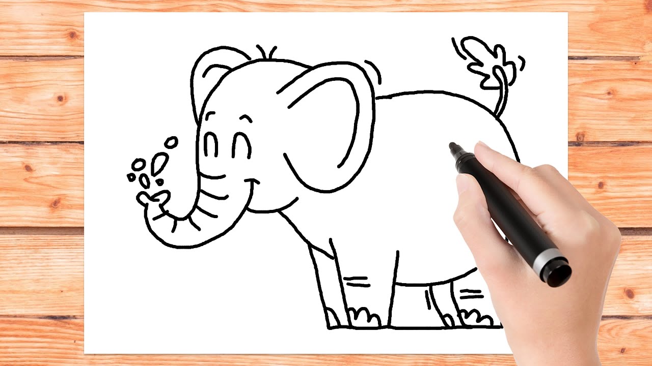 How to draw slon. Easy pencil drawing. Learning video for kids ...