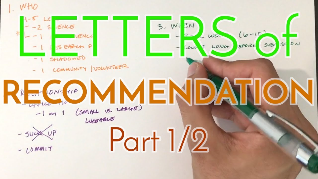 Letters of Recommendation for Pre-Meds and Medical School (with ...
