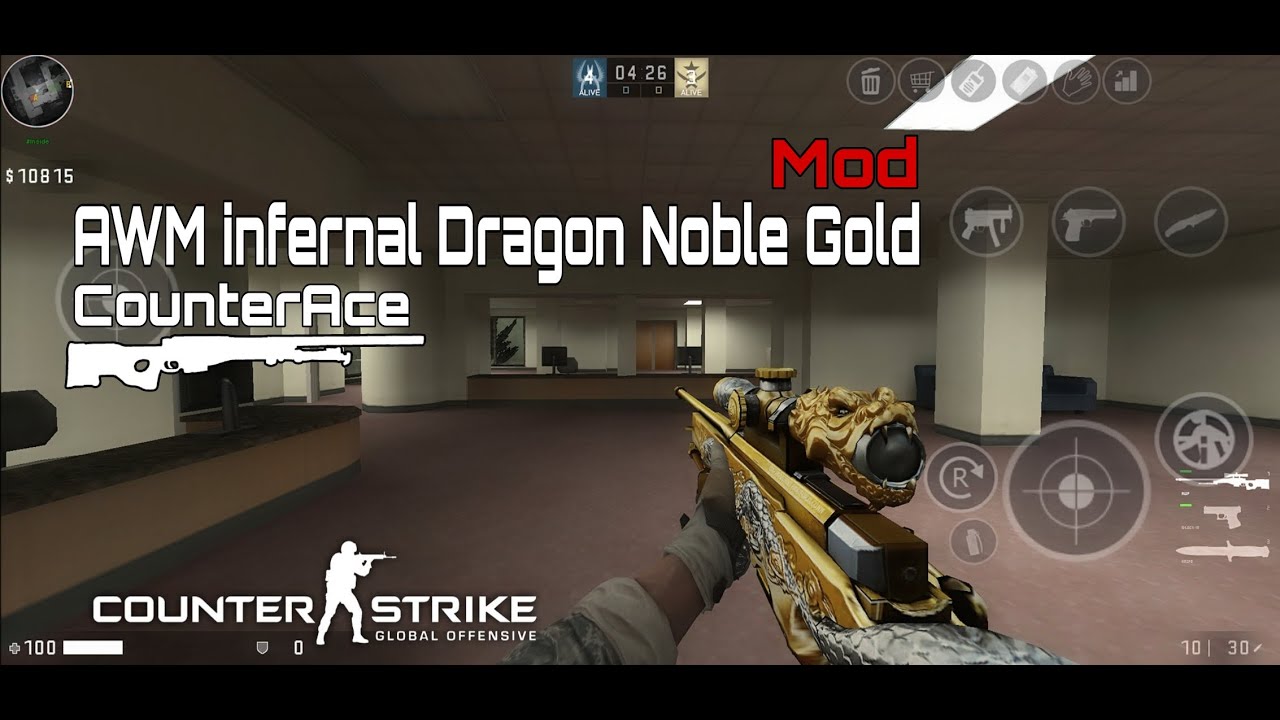 Mod ปืน AWM infernal Dragon Noble Gold cs1.6 basildoomhd Android - YouTube