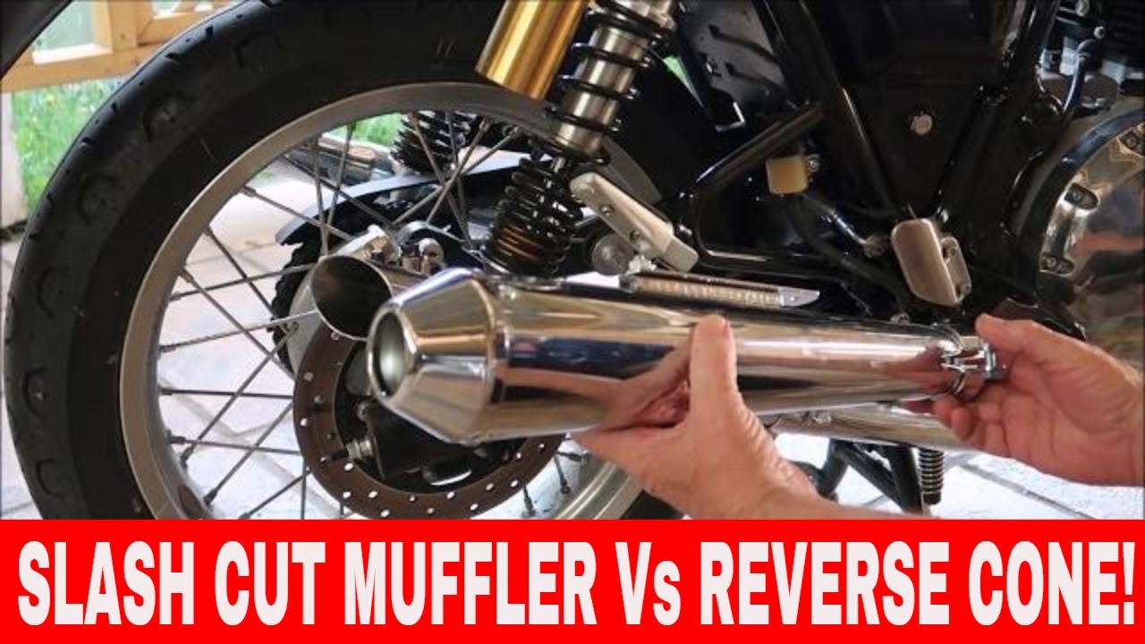 Royal Enfield 650 Interceptor- Slash Cut Muffler Vs Reverse Cone - YouTube