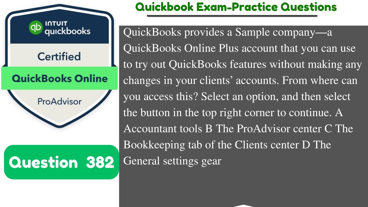 QuickBooks provides a Sample company—a QuickBooks Online Plus account ...