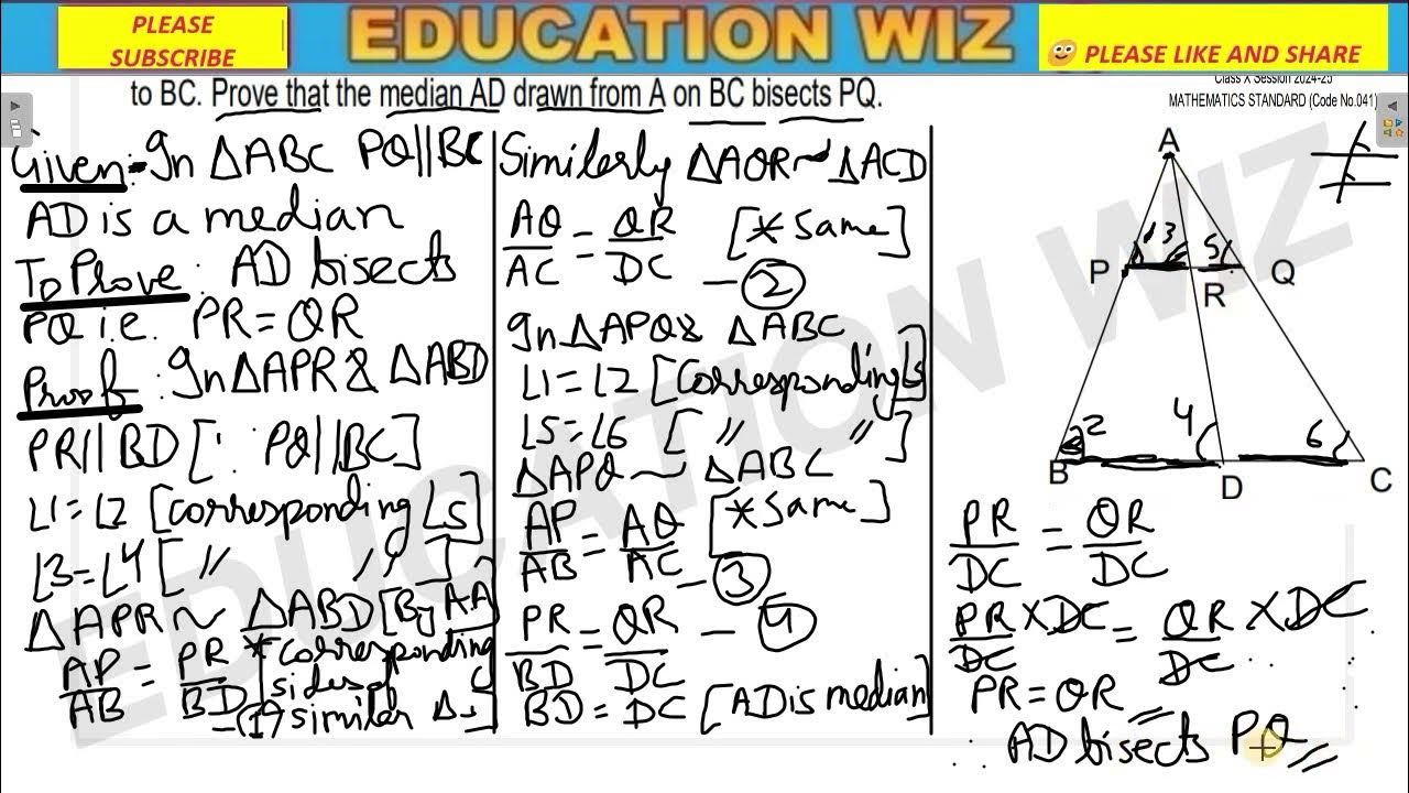 (B) In 𝛥 ABC, P and Q are points on AB and AC respectively such that PQ is parallel to BC. - YouTube
