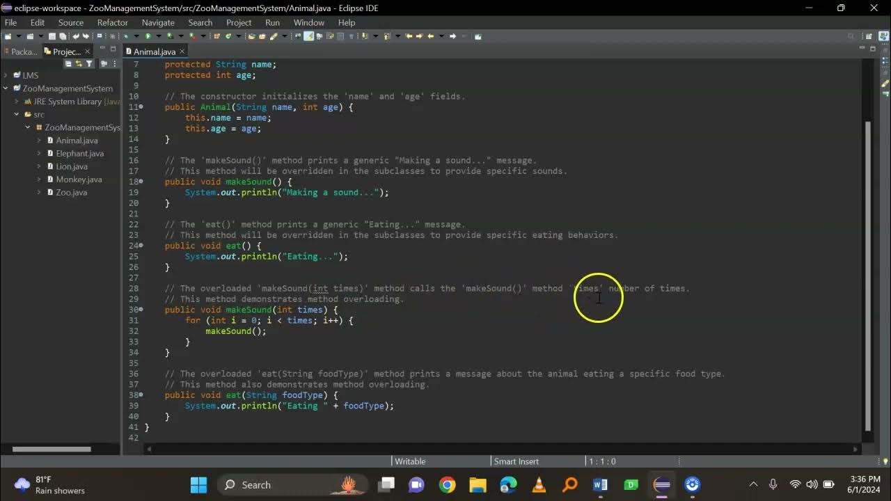 ZOO MANAGEMENT SYSTEM JAVA - YouTube