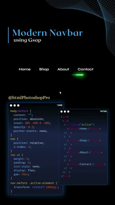 Morden Navbar using Gsap #html_css #shorts #shortsvideo #viral - YouTube
