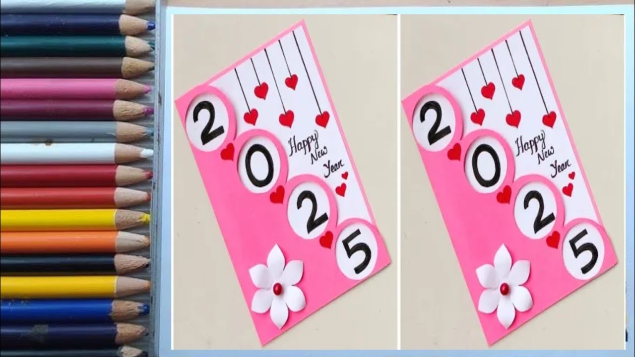 DIY Happy New Year Greeting cardy 2025 Handmade new card - YouTube