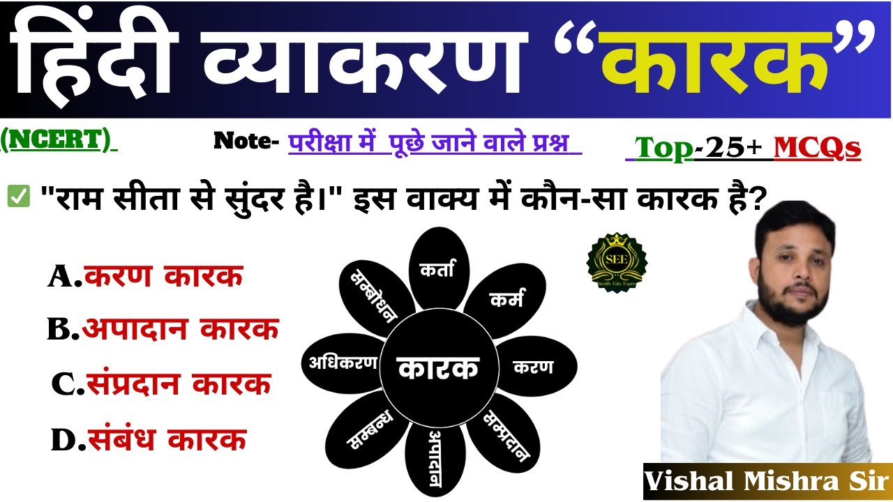 Top 25: Karak in Hindi Grammar | कारक हिंदी व्याकरण | Karak hindi ...