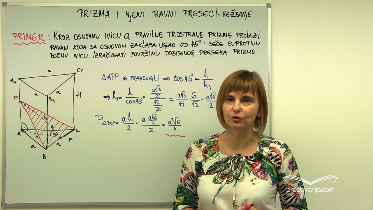 Prizma i njeni ravni preseci (vežbanje) - Matematika III - YouTube
