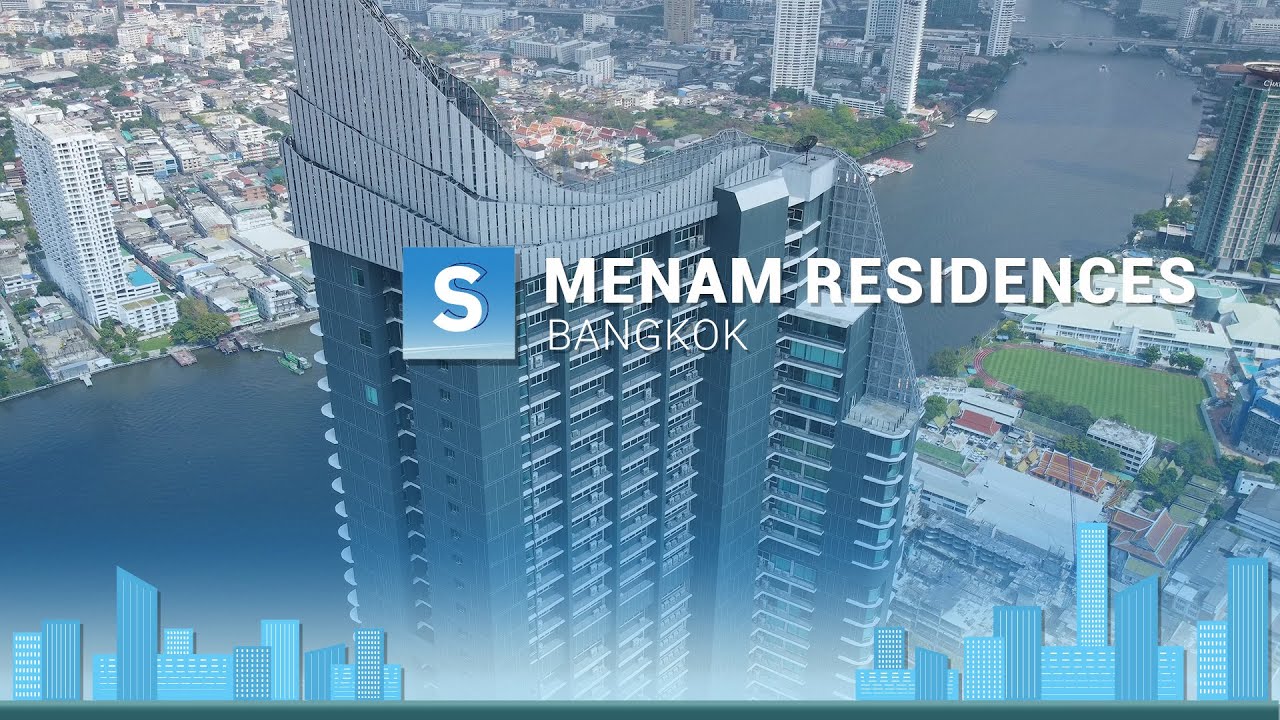 Bangkok High-rise: Menam Residences, Aerial 4K Drone View/กรุงเทพฯ/ทาง ...