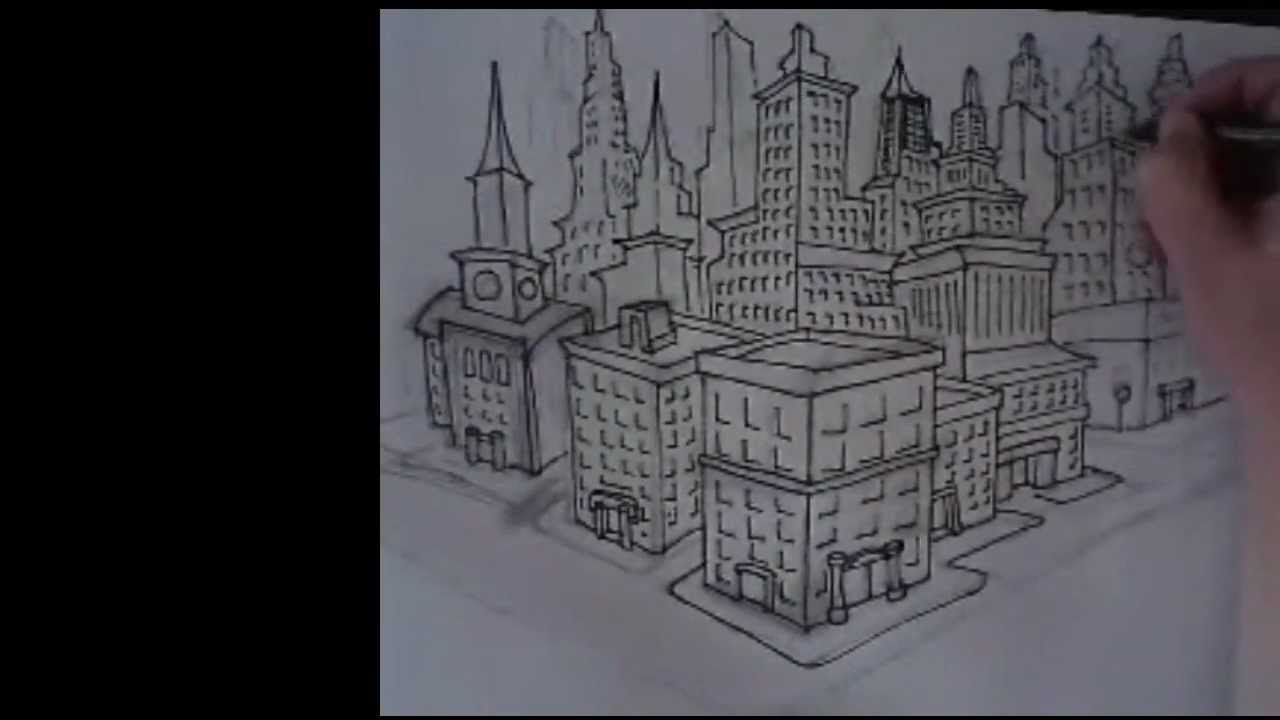 How to draw sky scrapers,buildings-Timelapse included.ORIGINAL. - YouTube