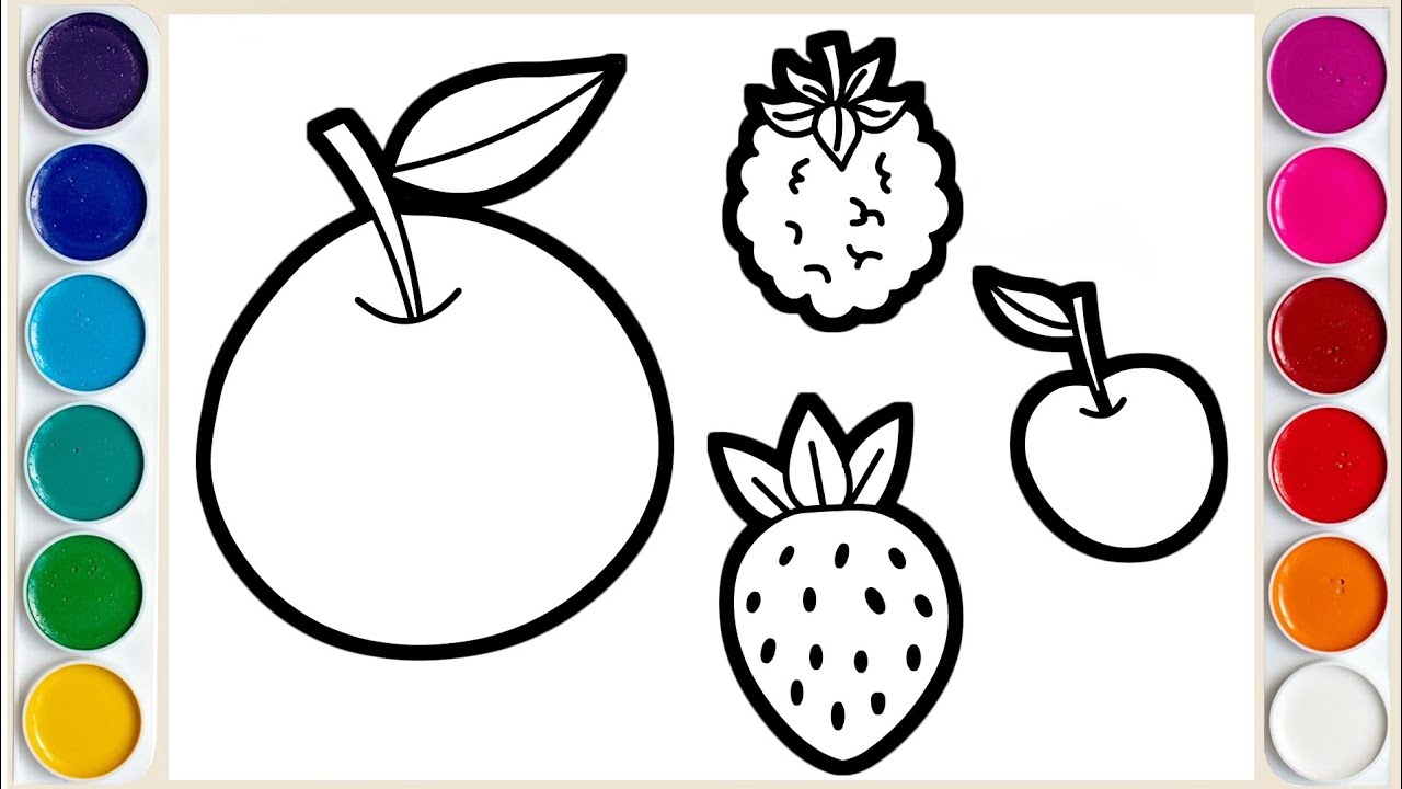 How to Draw Strawberry, Orange | Cherry and Blackberry Drawing | Easy ...