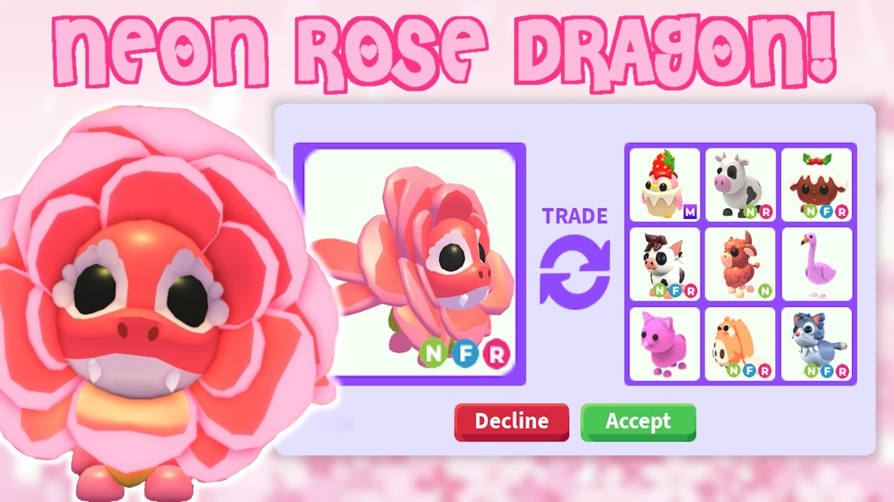 Trading NEON Rose Dragon! | Roblox Adopt Me Valentine's Update 2026 ...