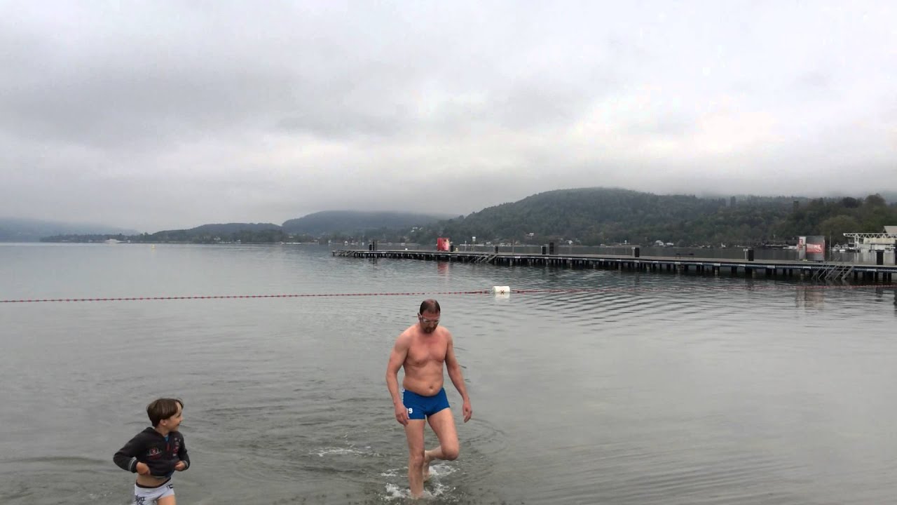 Erster Badegast 2015 Robert Eckhardt Strandbad Klagenfurt bei 14 Grad am Wörthersee - YouTube