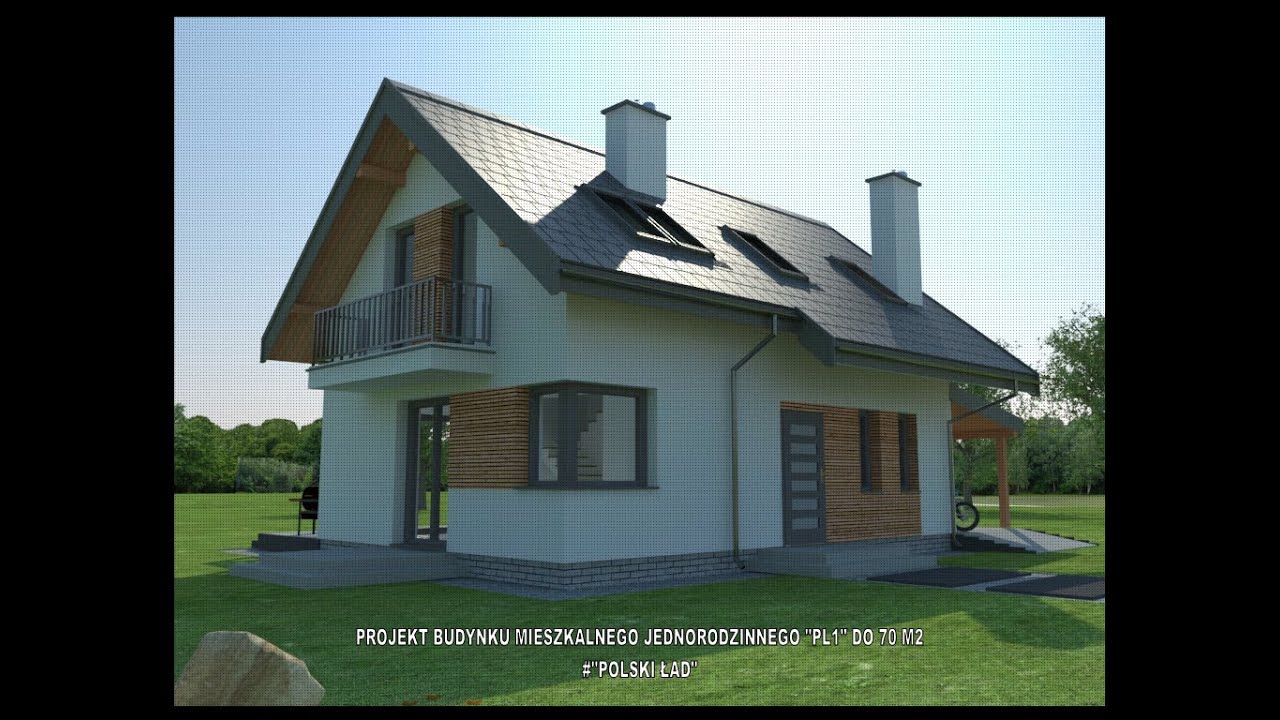 Projekt Domu Mieszkalnego Jednorodzinnego do 70 m2 powierzchni zabudowy ...
