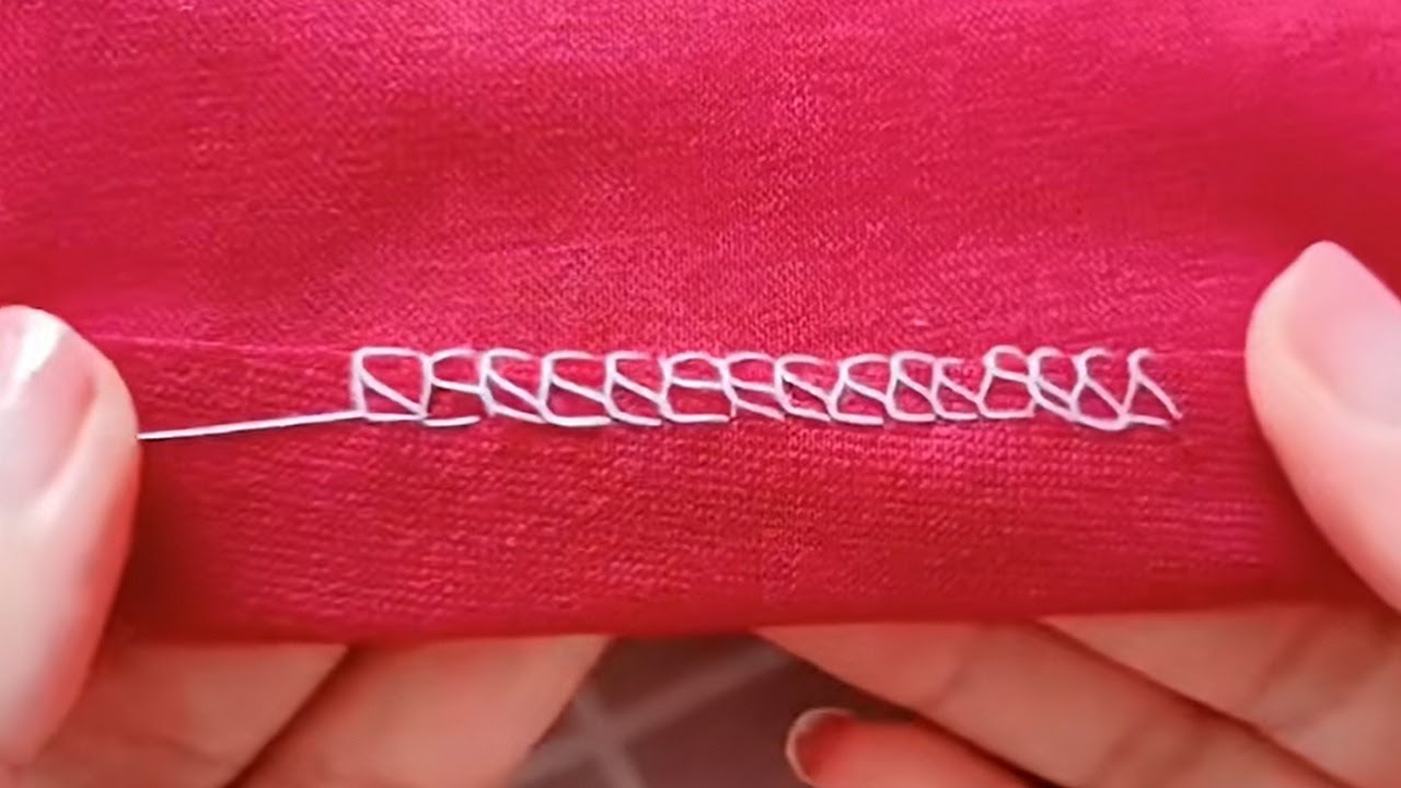 How to sew double stitches along the bottom of a T-shirt by hand - YouTube