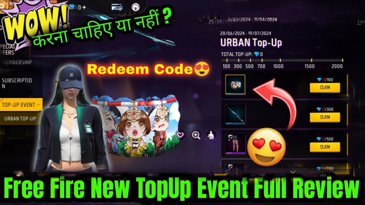 Free Fire New TopUp Event Full Review | FF New Topup Event Emote | Free ...