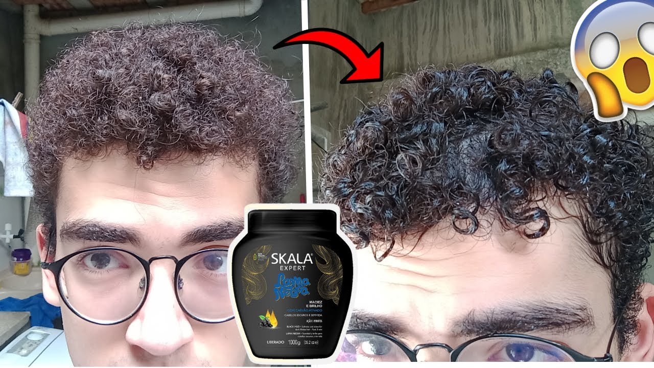 HIDRATEI O MEU CABELO CACHEADO CURTO COM O CREME SKALA LAMA NEGRA ...