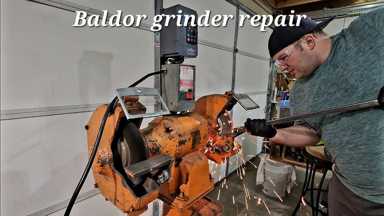 Baldor 3 horse power pedestal grinder repair and VFD installation - YouTube