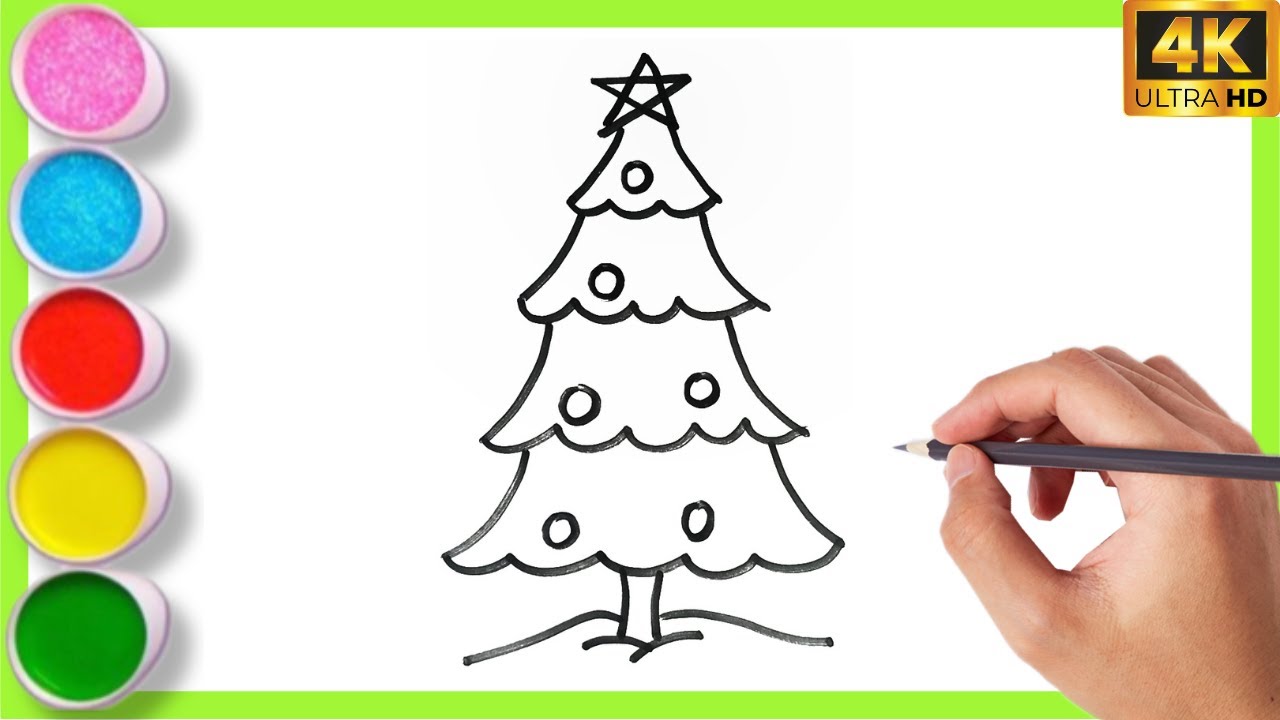 How to draw Christmas tree || Easy by step christmas tree Drawing ...